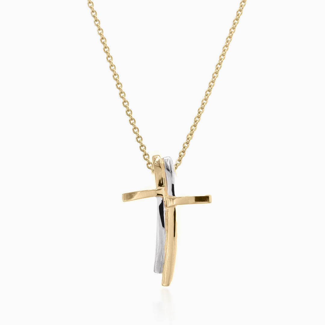 Two-Tone Gold Split Cross Necklace – Maidor Jewelry