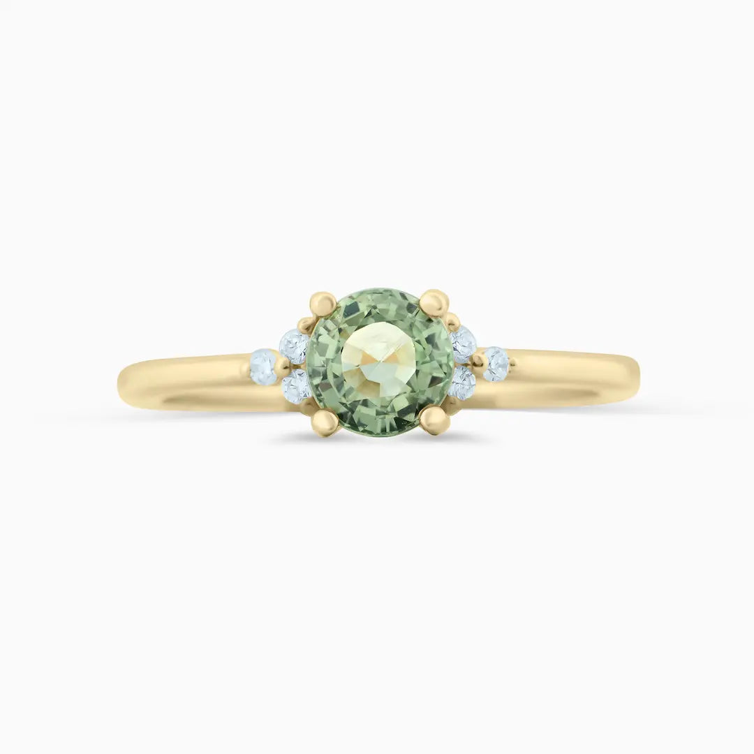 Green Sapphire and Six Diamonds Ring – Maidor Jewelry